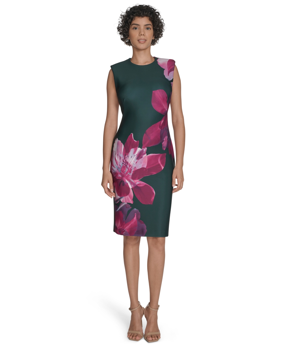 Click here for Calvin Klein Womens Placement Print Sheath Dress -... prices