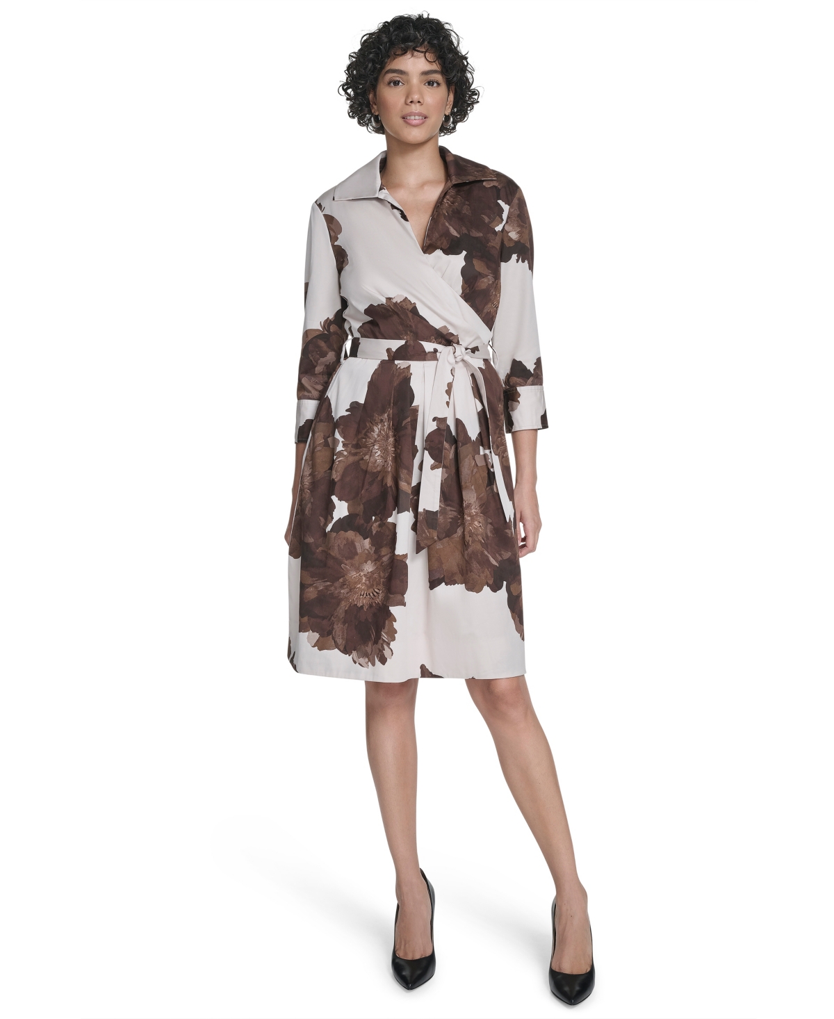 Click here for Calvin Klein Womens V-Neck Shirt Dress - Coffee Be... prices