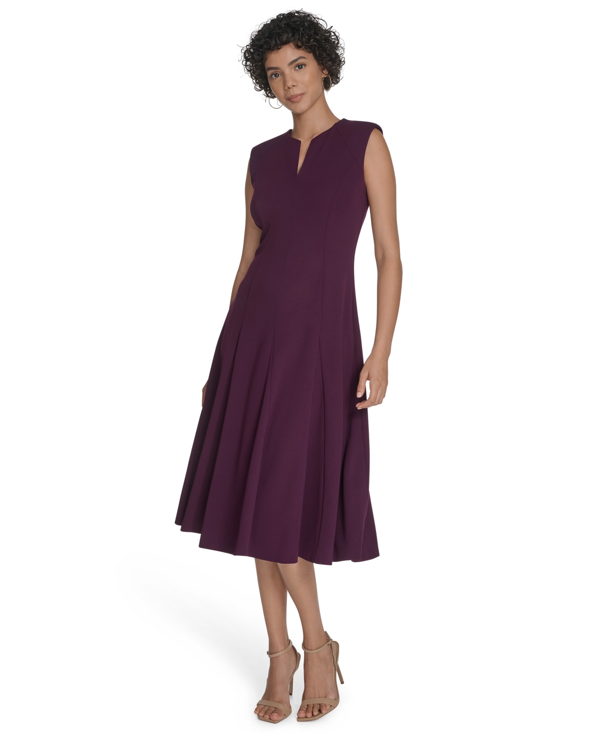 Click here for Calvin Klein Womens V-Neck Sleeveless Midi Dress -... prices