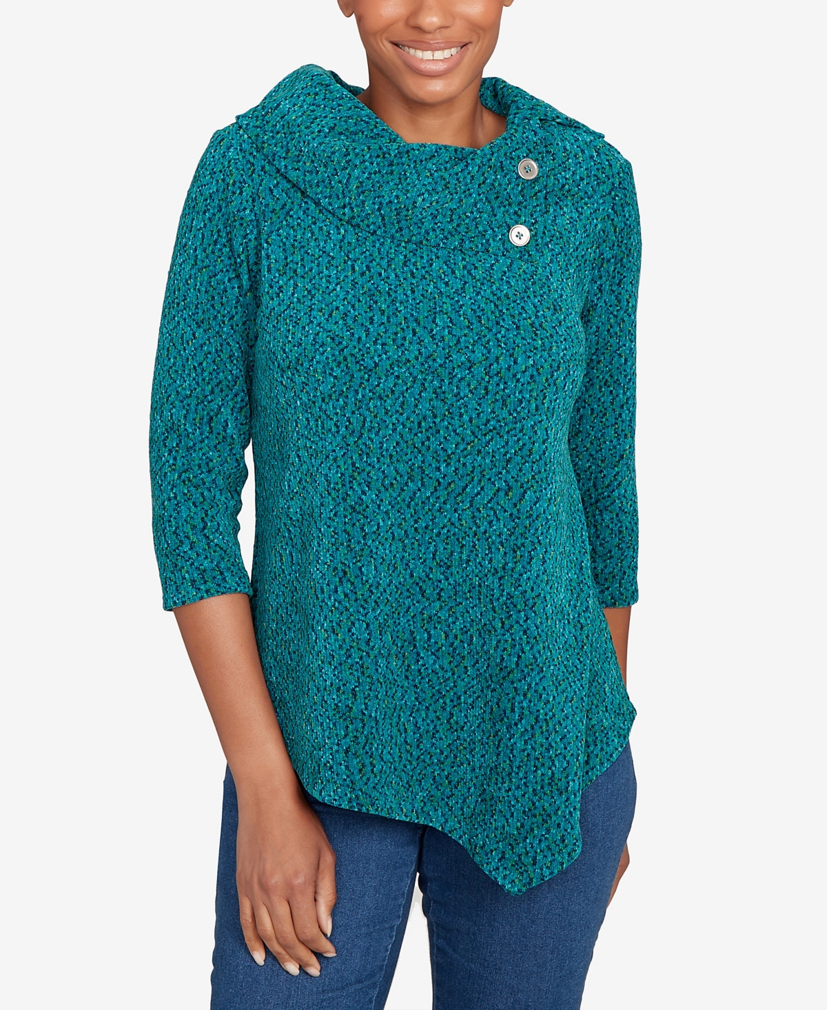 Click here for Ruby Rd. Petite Spacedye Chenille Split Cowl Neck... prices