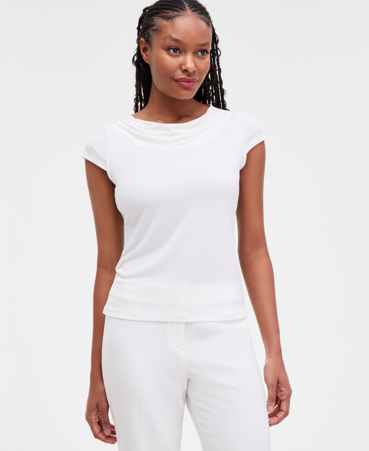 Click here for Kasper Womens Cowl Neck Cap Sleeve Top  Regular &... prices