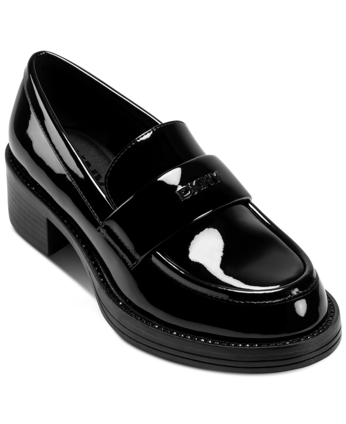 Click here for Dkny Civelli Heeled Round Toe Slip-on Loafers - Bl... prices