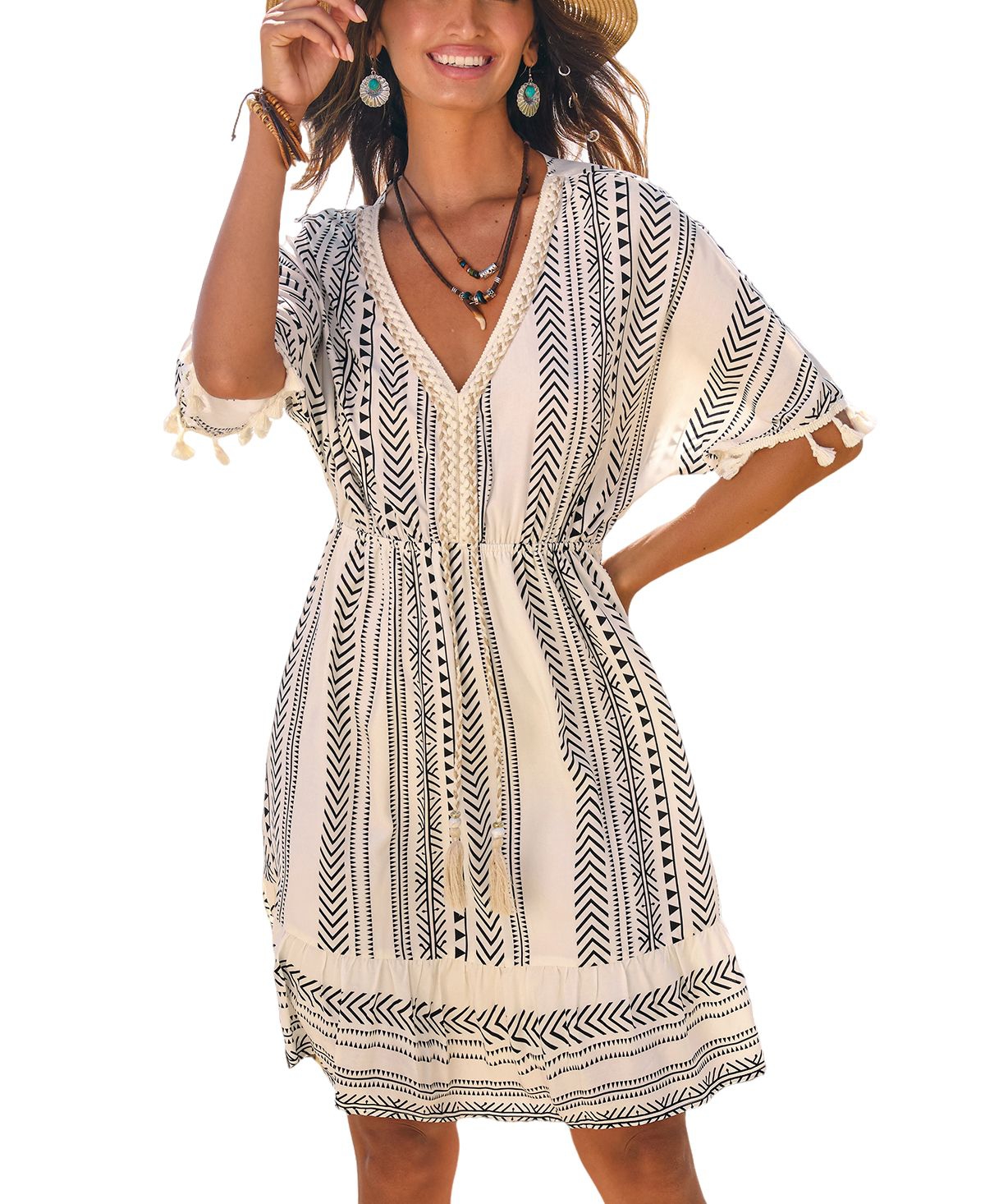 Click here for Cupshe Womens Quiet Adventure Boho Mini Beach Dres... prices