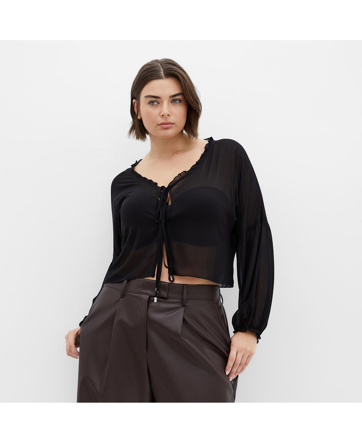 Click here for City Chic Plus Size Corina Plain Top - Black prices