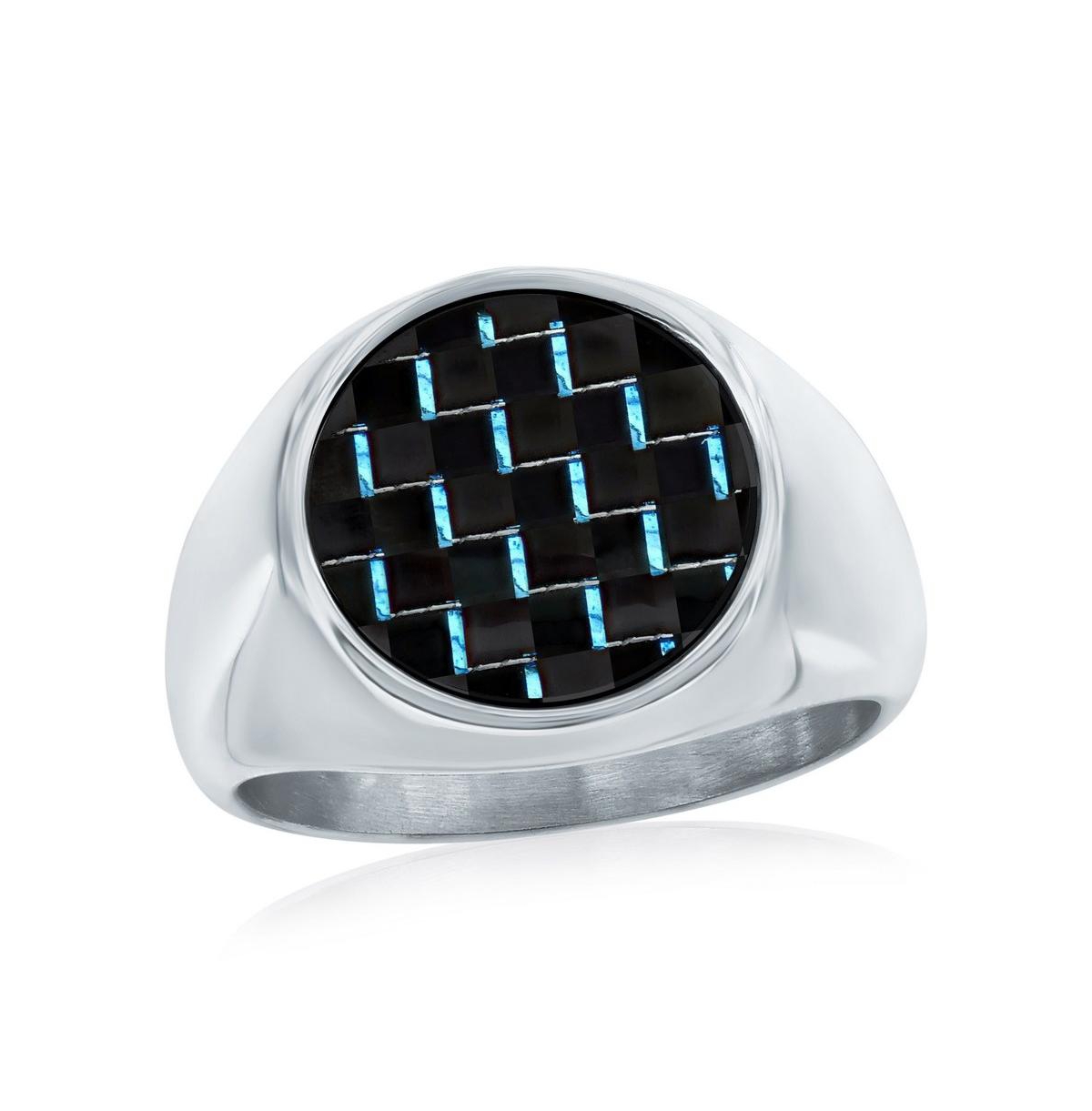 Click here for Metallo Stainless Steel  Blue Carbon Fiber Ring -... prices