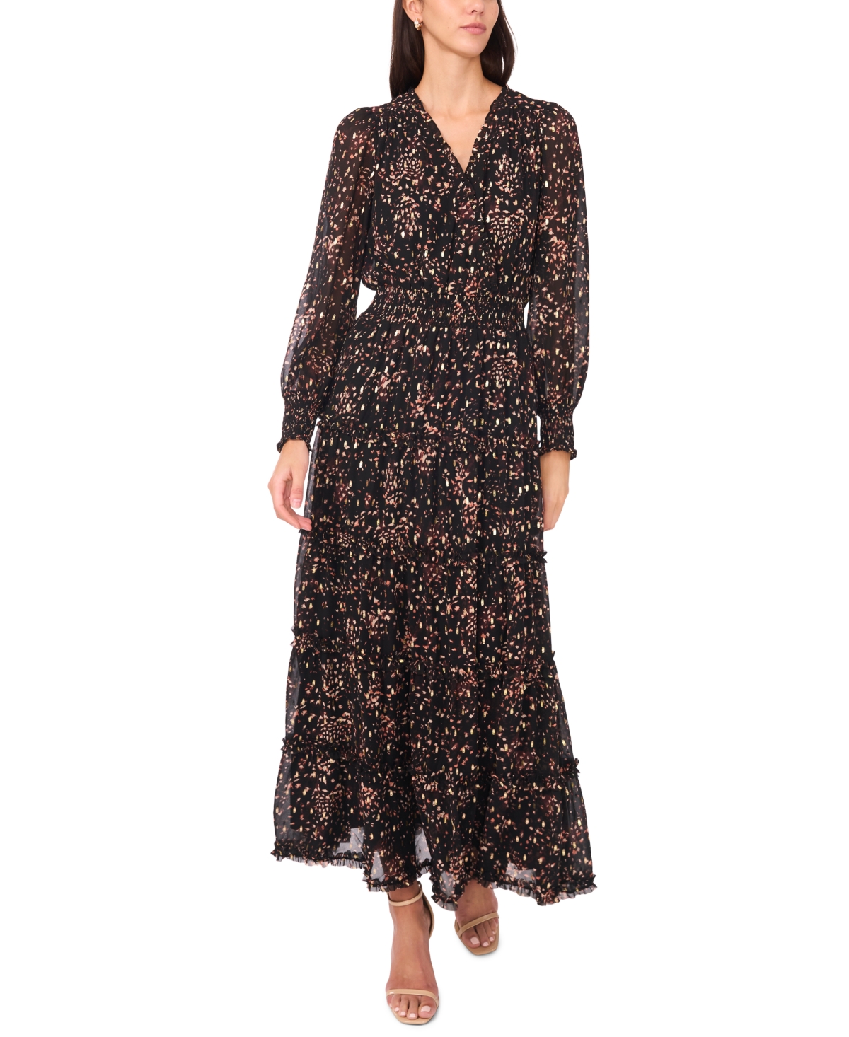 Click here for Msk Womens Long Sleeves Smocked Waist Tiered Maxi... prices