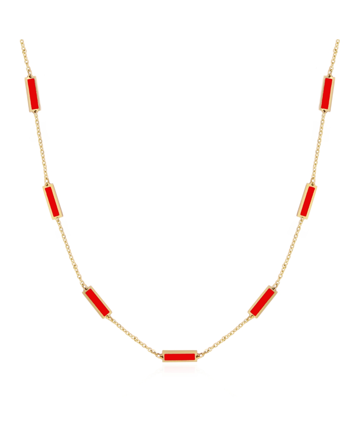 Click here for The Lovery Coral Bar Chain Necklace 14K Gold - Cor... prices
