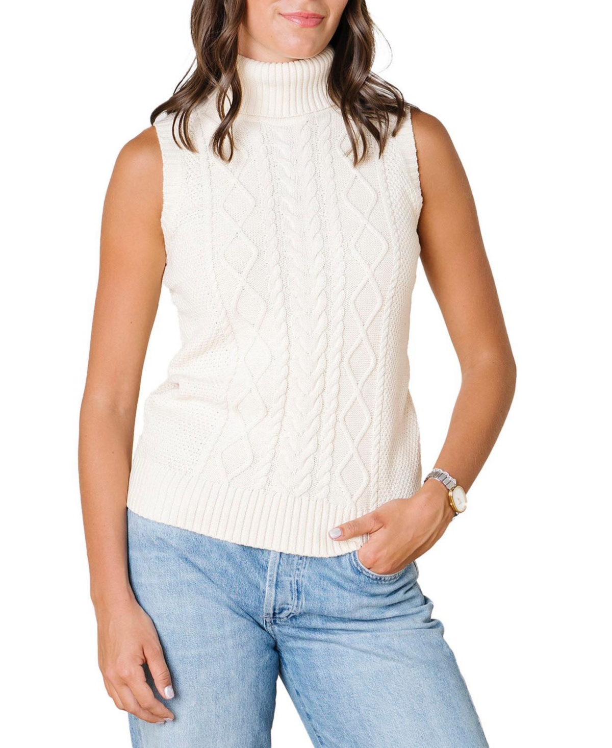 Click here for Hope & Henry Womens Organic Sleeveless Cable Knit... prices