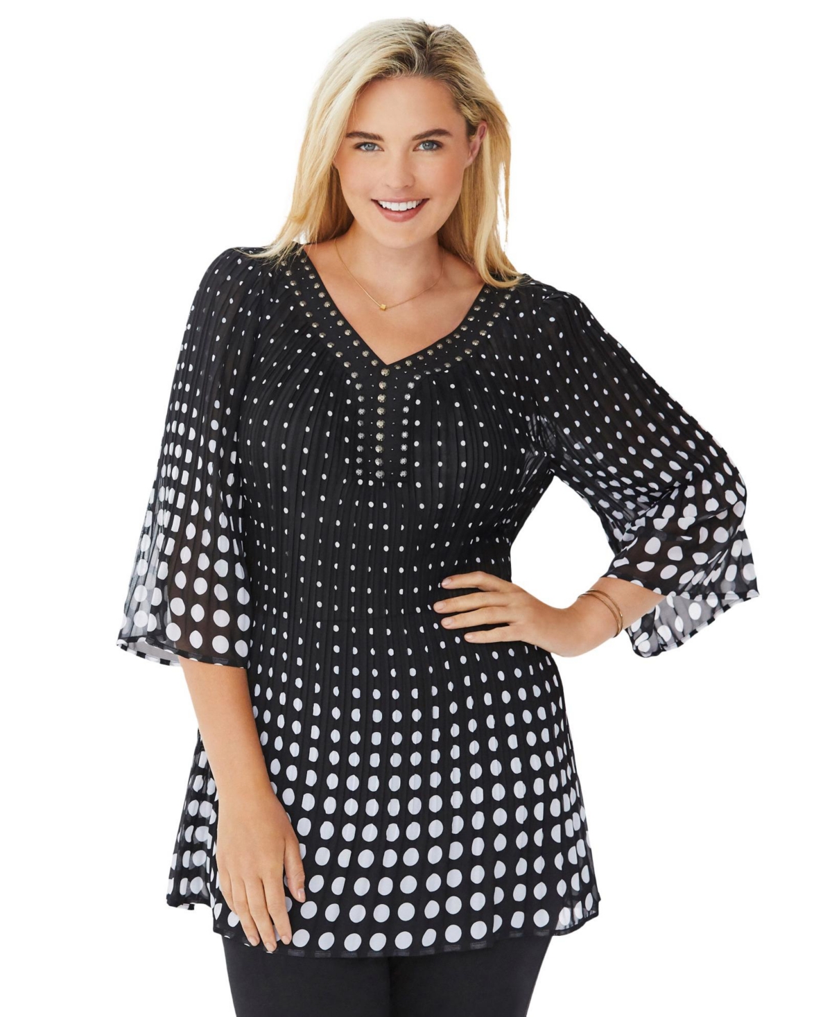 Click here for Woman Within Womens Within Embellished Pleated Blo... prices