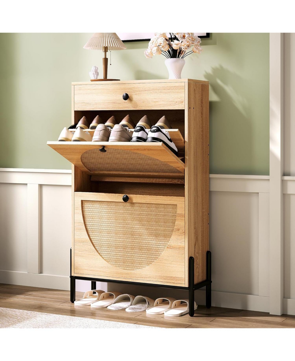 Click here for Ironck Shoe Cabinet with 2 Flip Drawers  Oak - Lig... prices