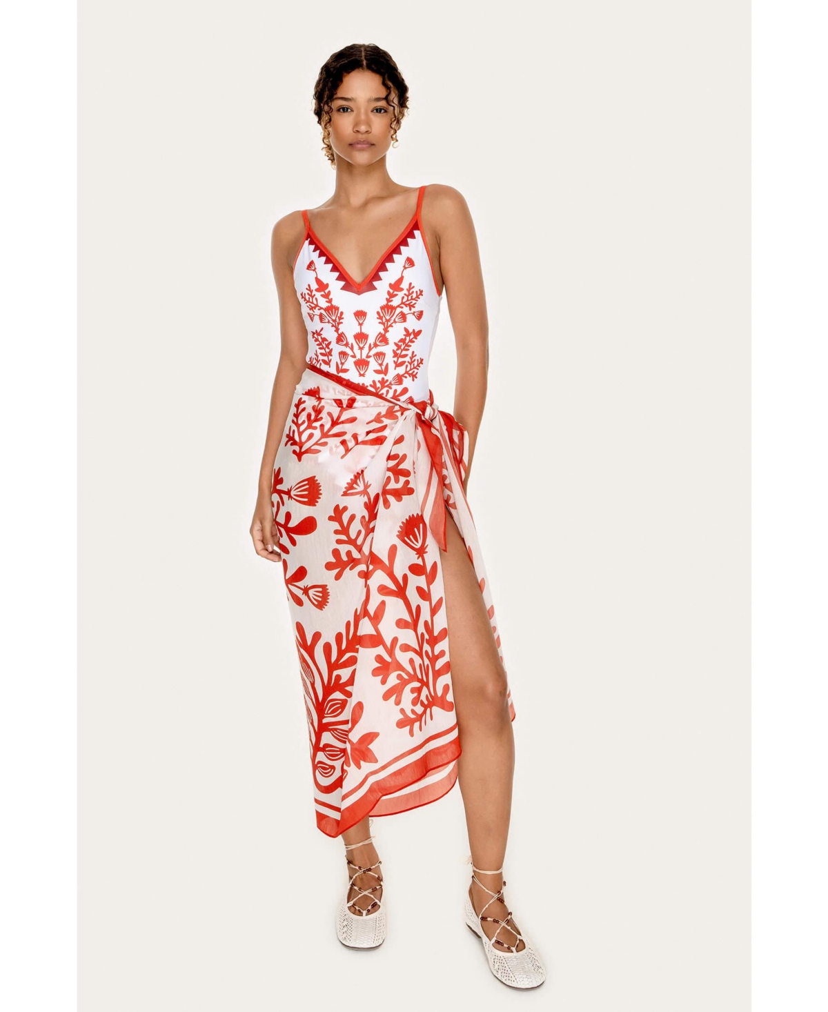 Click here for Jessie Zhao New York Beach Sarong Wrap - Red Coral prices