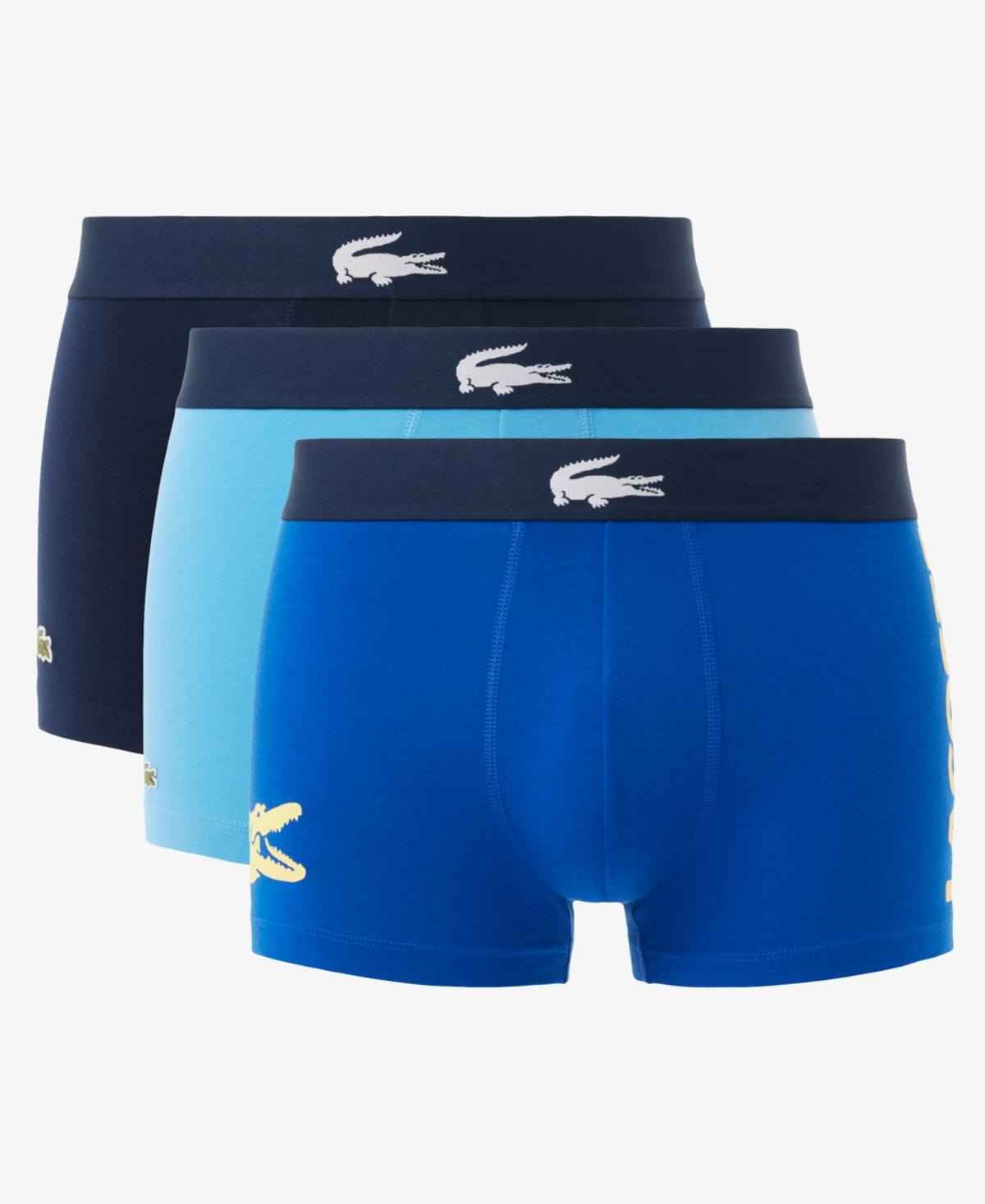 Click here for Lacoste Mens 3-Pack Regular-Fit Big Croc Logo Trun... prices