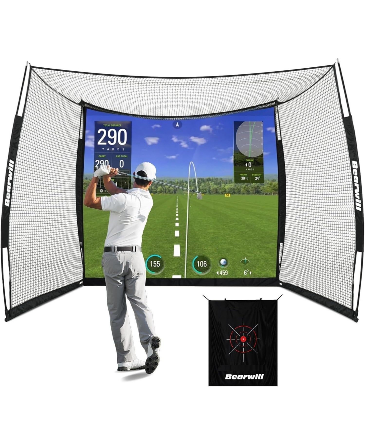 Click here for Bearwill 11FT x 8FT Golf Net with Simulator Impact... prices