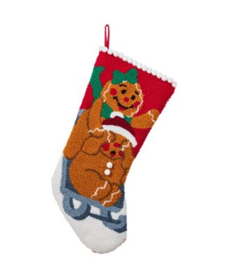 Glitzhome 21" Hooked Gingerbread Man Christmas Stocking - Macy's