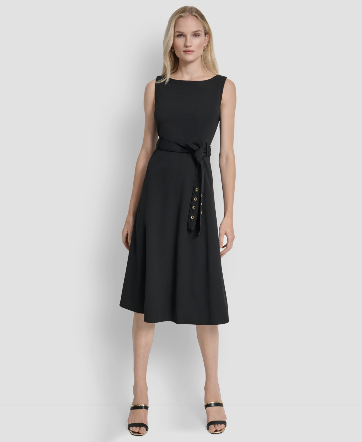 Click here for Dkny Womens Sleeveless Crew Neck Midi Dress - Blac... prices