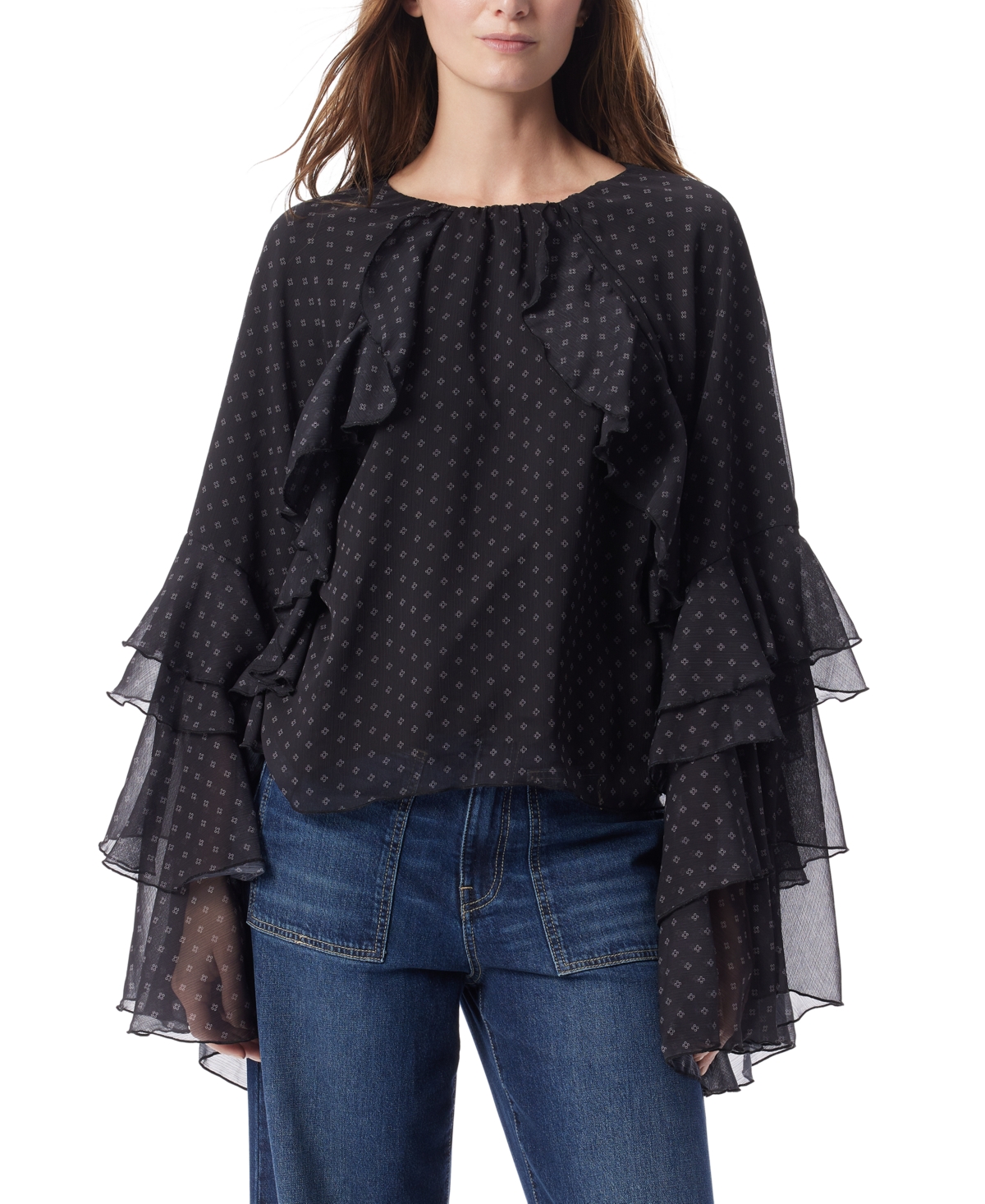 Click here for Dee Ocleppo Womens Jovanna Ruffled Top - Black prices