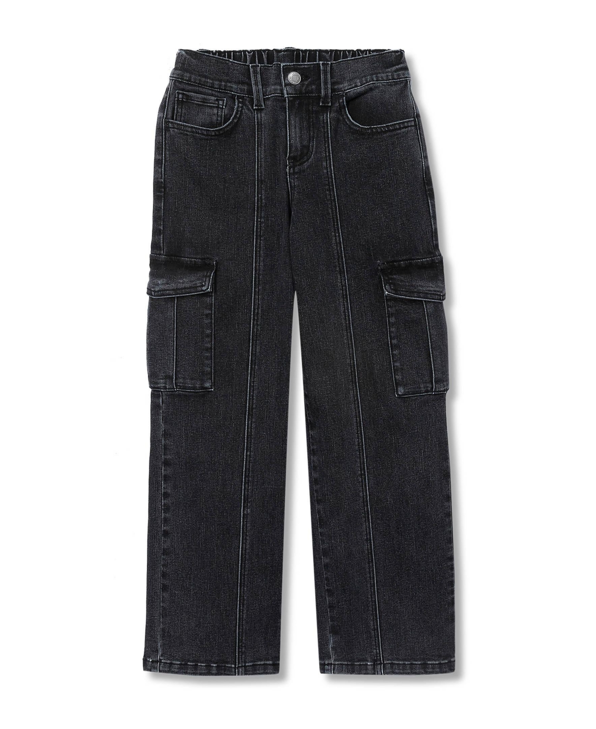 Click here for Lands End Girls Denim Cargo Wide Leg Jeans - Black... prices