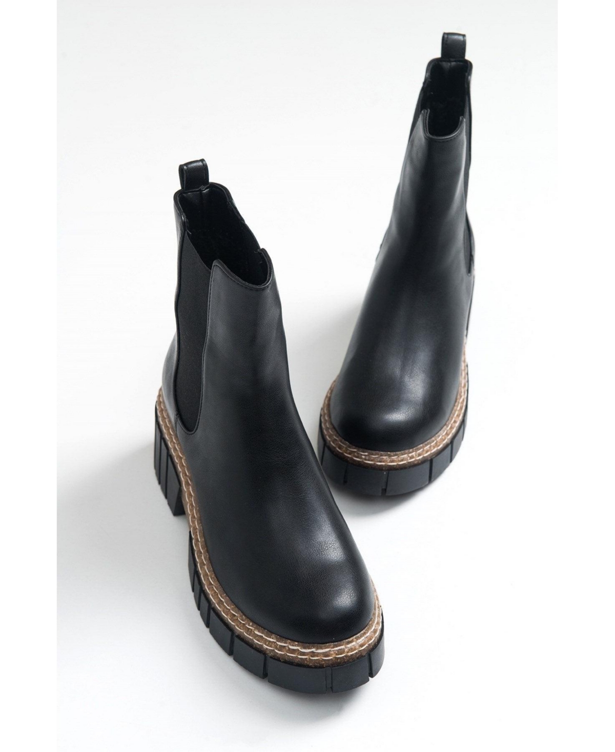 Click here for Prologue Shoes Luz Block Heel Boot - Black faux le... prices