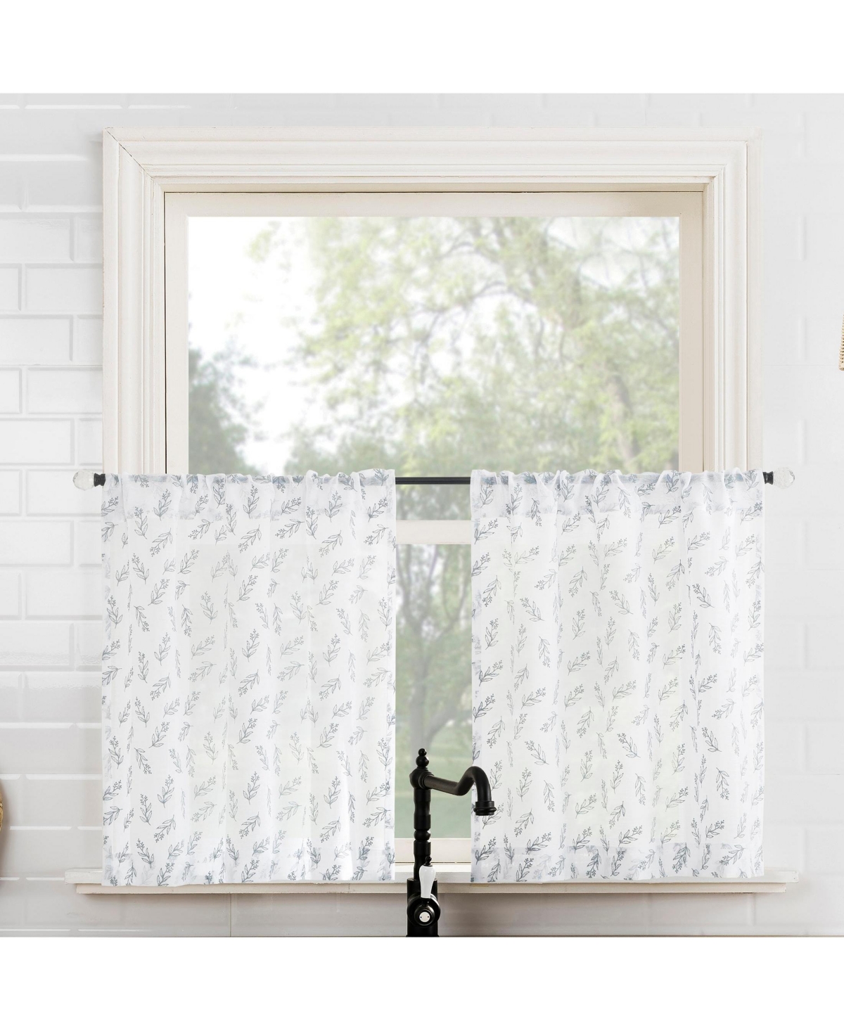 Click here for No. 918 Hollis Floral Leaf Sheer Rod Pocket Kitche... prices