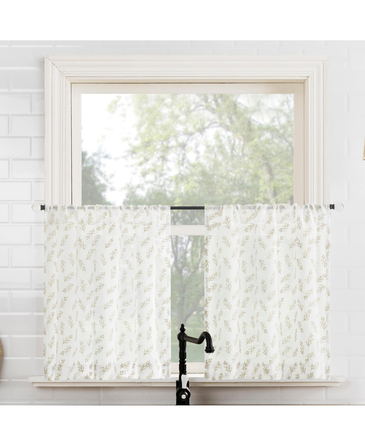 Click here for No. 918 Hollis Floral Leaf Sheer Rod Pocket Kitche... prices