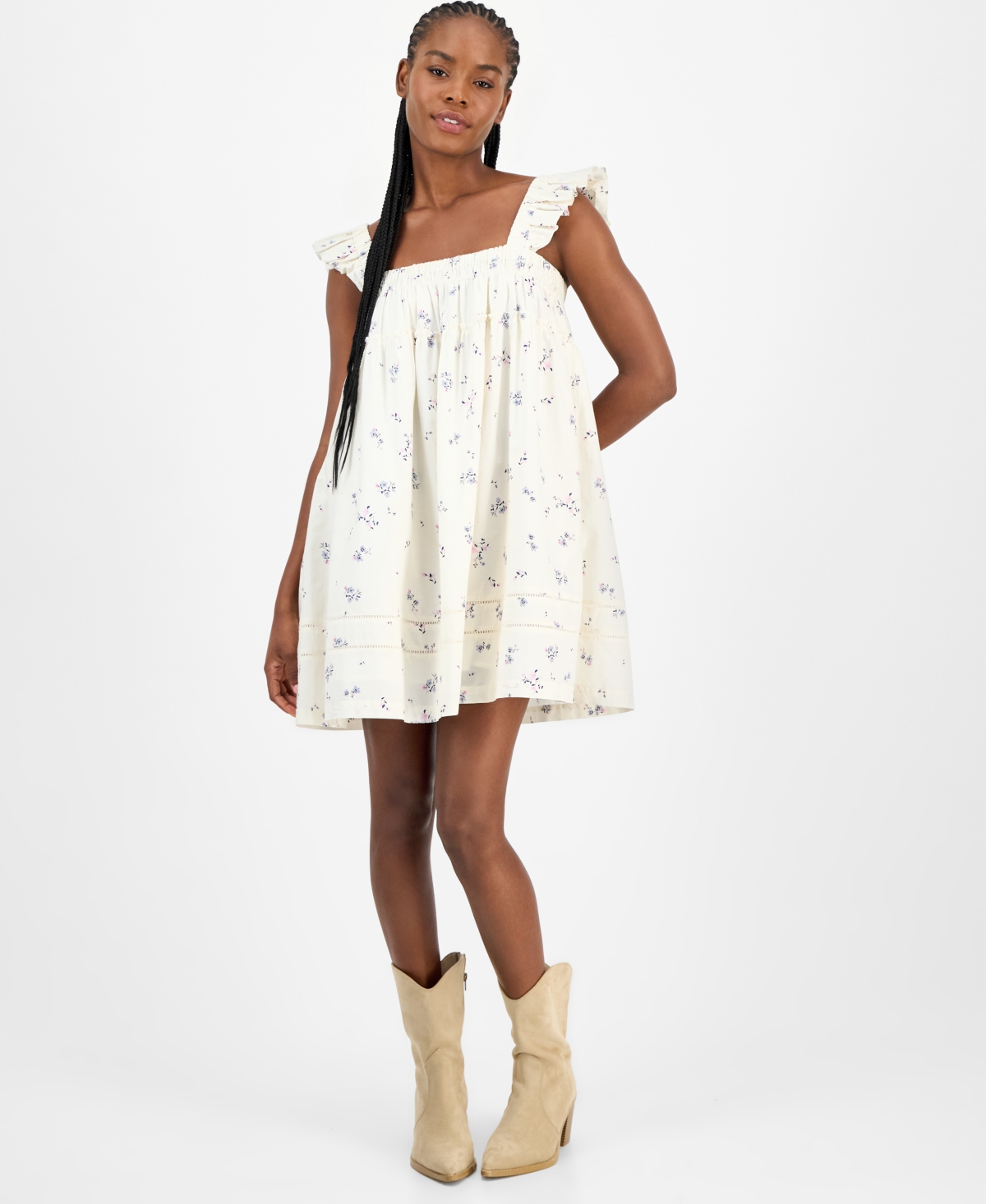 Click here for Lucky Brand Womens Ruched Flutter Mini Dress - Cre... prices
