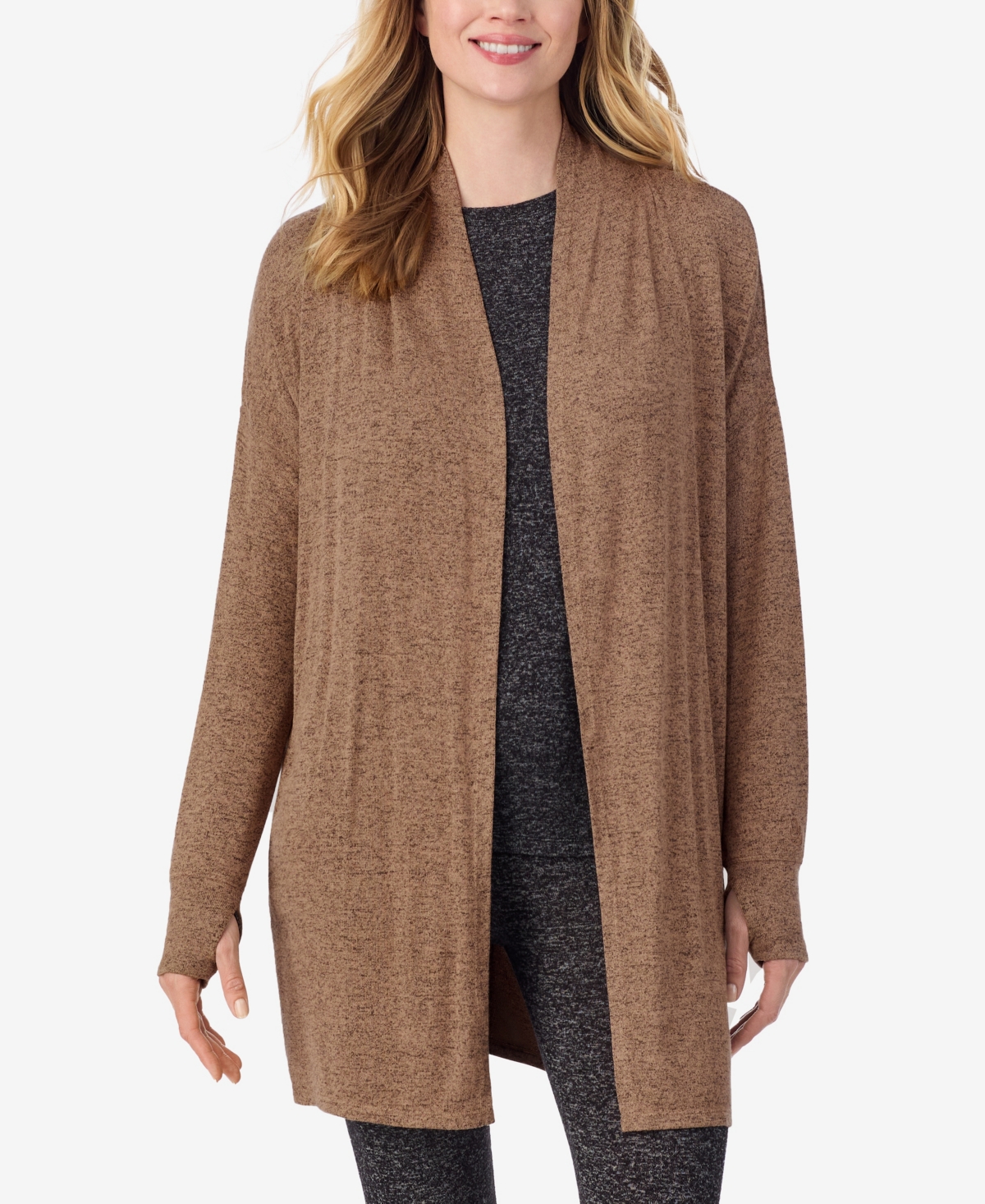 Click here for Cuddl Duds Womens SoftKnit Wrap Top - Taupe Htr prices