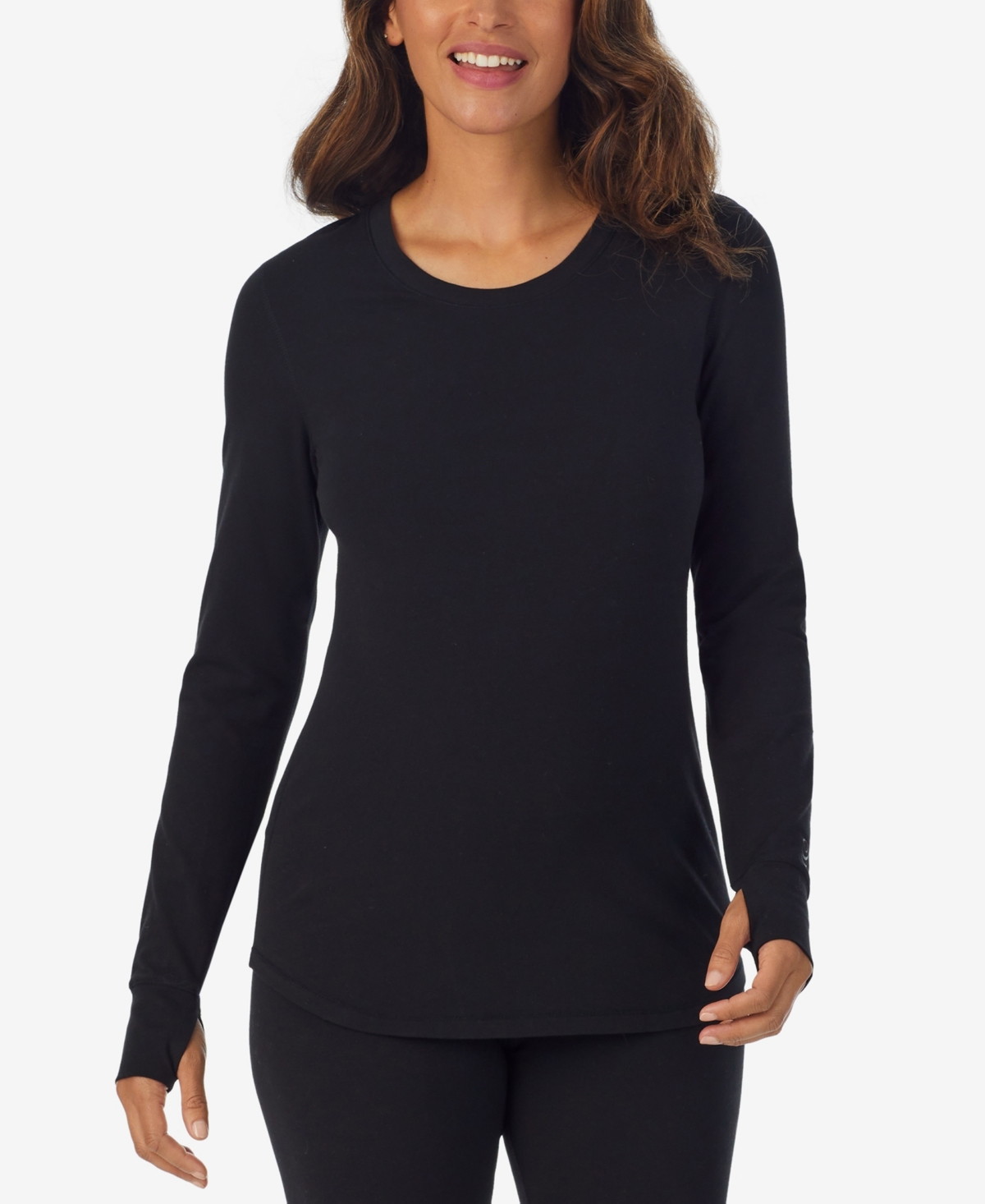 Click here for Cuddl Duds Womens Scoop Neck Long Sleeve Top - Bla... prices