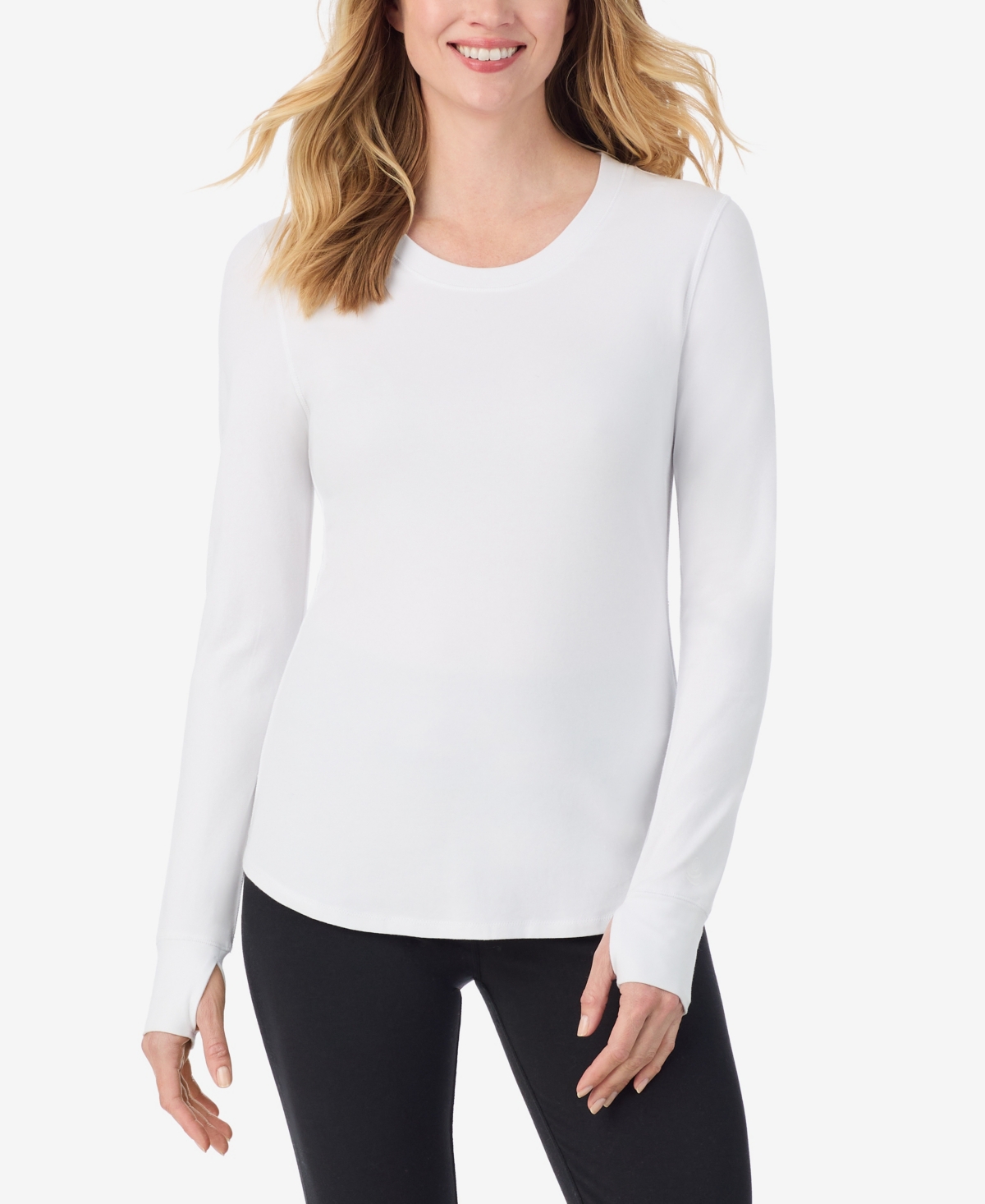 Click here for Cuddl Duds Womens Scoop Neck Long Sleeve Top - Whi... prices