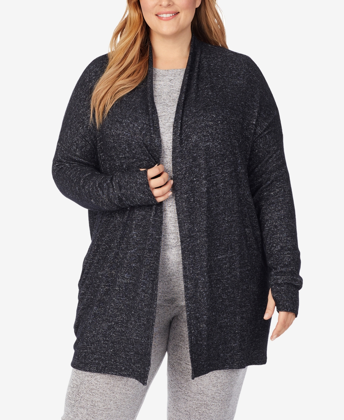 Click here for Cuddl Duds Plus Size Soft Knit Wrap - Heather coal prices