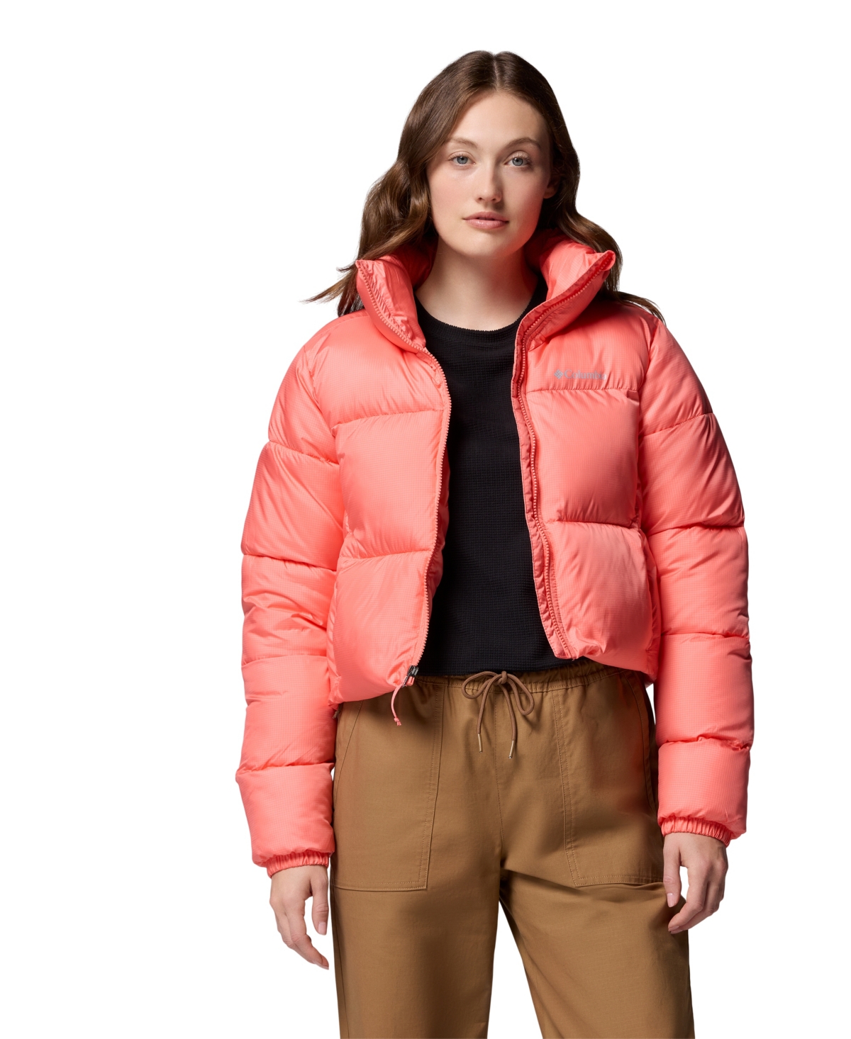 Click here for Columbia Womens Puffect Cropped Jacket - Alpenglow prices