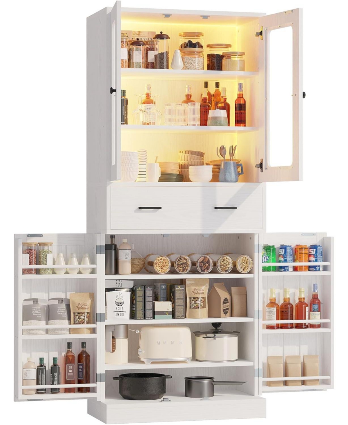 Click here for Ironck 74.8" Tall Kitchen Pantry with Led Lig... prices