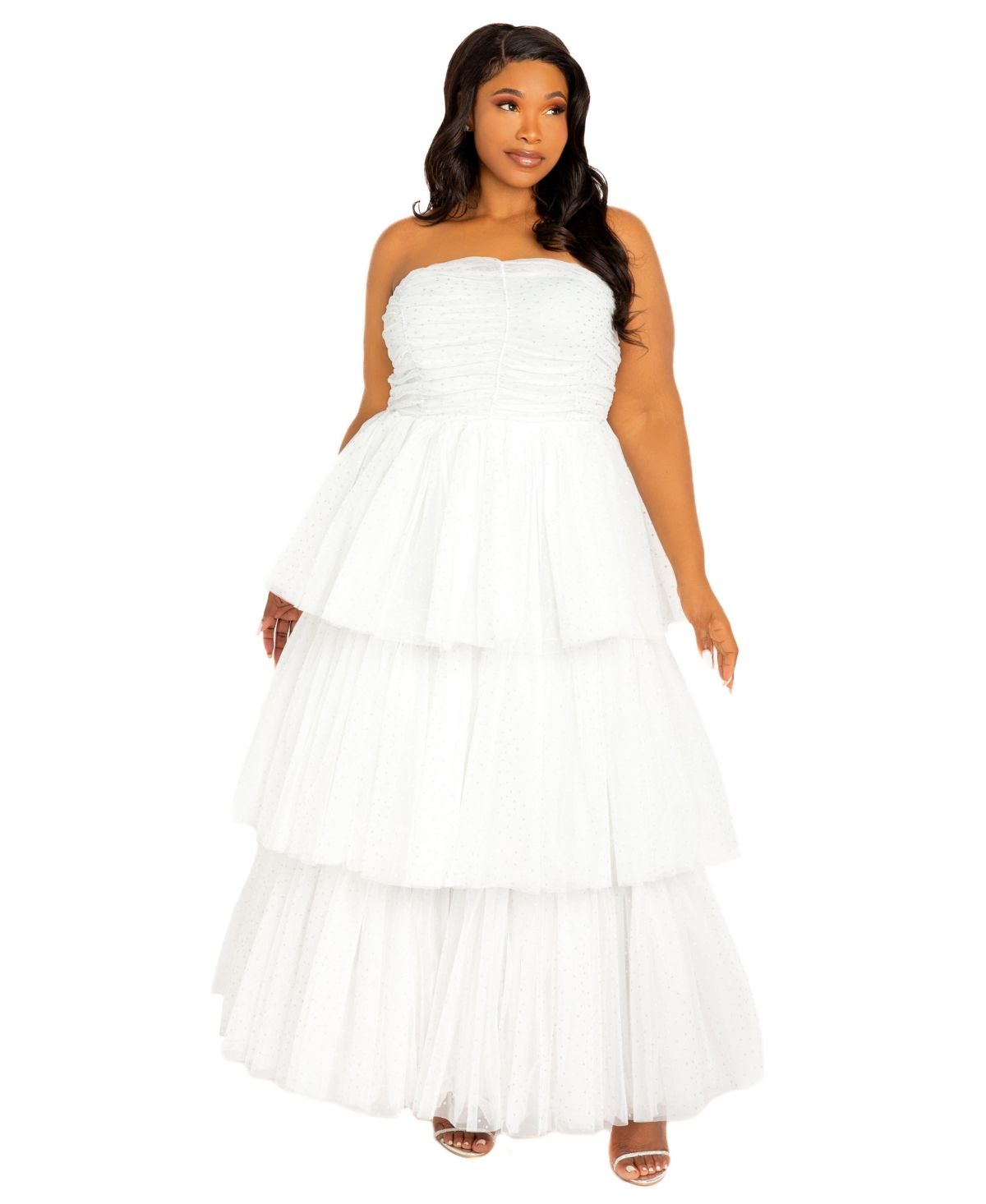 Click here for Buxom Couture Plus Size Metallic Polka Dot Tiered... prices