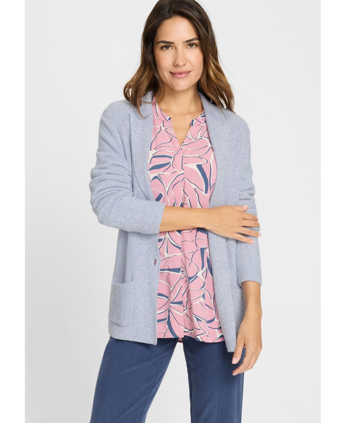 Click here for Olsen Womens Sweater Blazer Cardigan - Blue haze m... prices