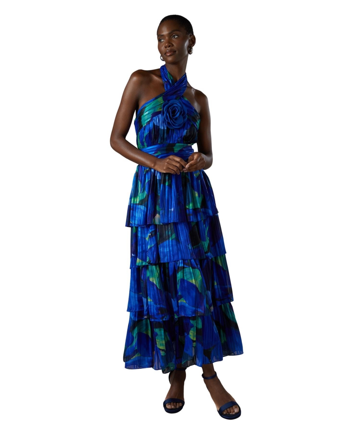 Click here for Coast Womens Tiered Halter Tie Neck Maxi Dress - B... prices