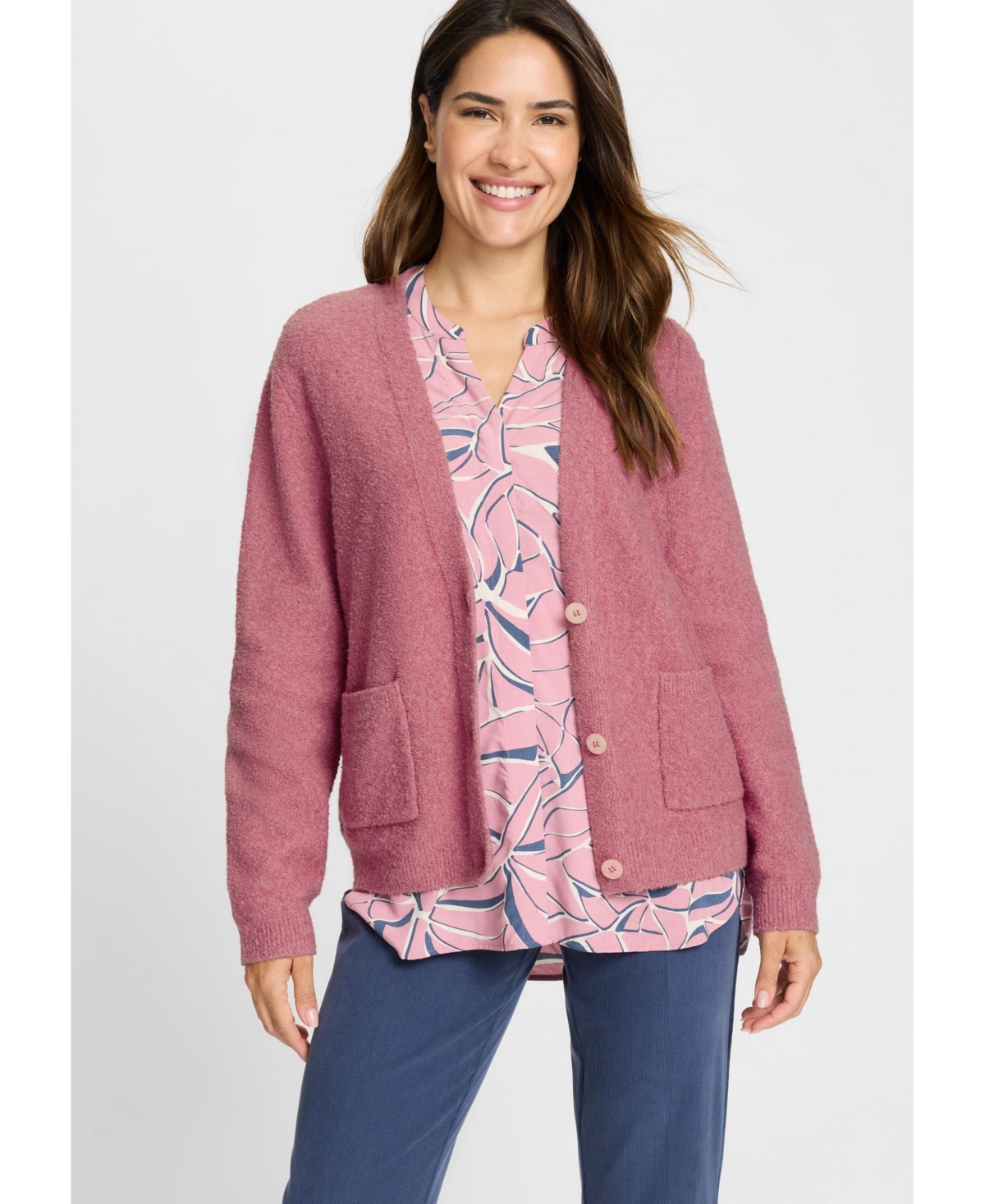 Click here for Olsen Womens Boucle Knit Cardigan - Vintage pink prices