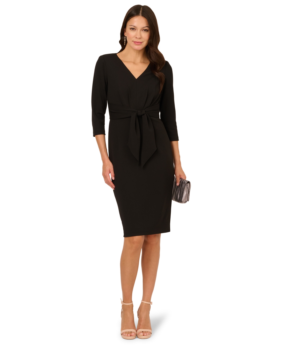 Click here for Adrianna Papell Womens V-Neck Solid Sheath Dress -... prices