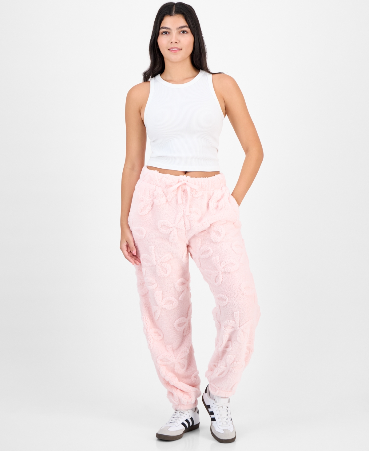 Click here for Rebellious One Juniors Bow-Embossed Fleece Jogger... prices