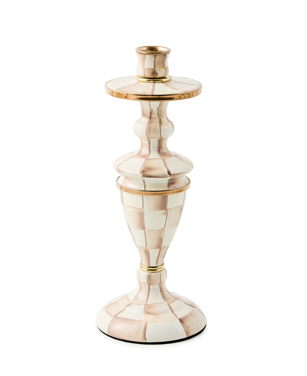 Click here for MacKenzie-Childs Mocha Check Medium Candlestick -... prices