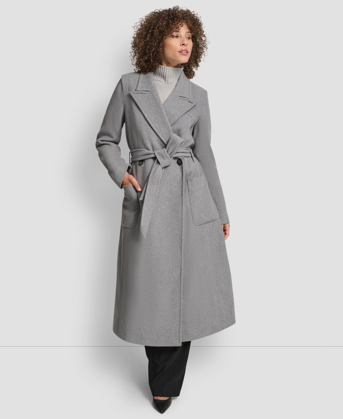 Click here for Dkny Womens Notch Collar Belted Wrap Coat - Light... prices
