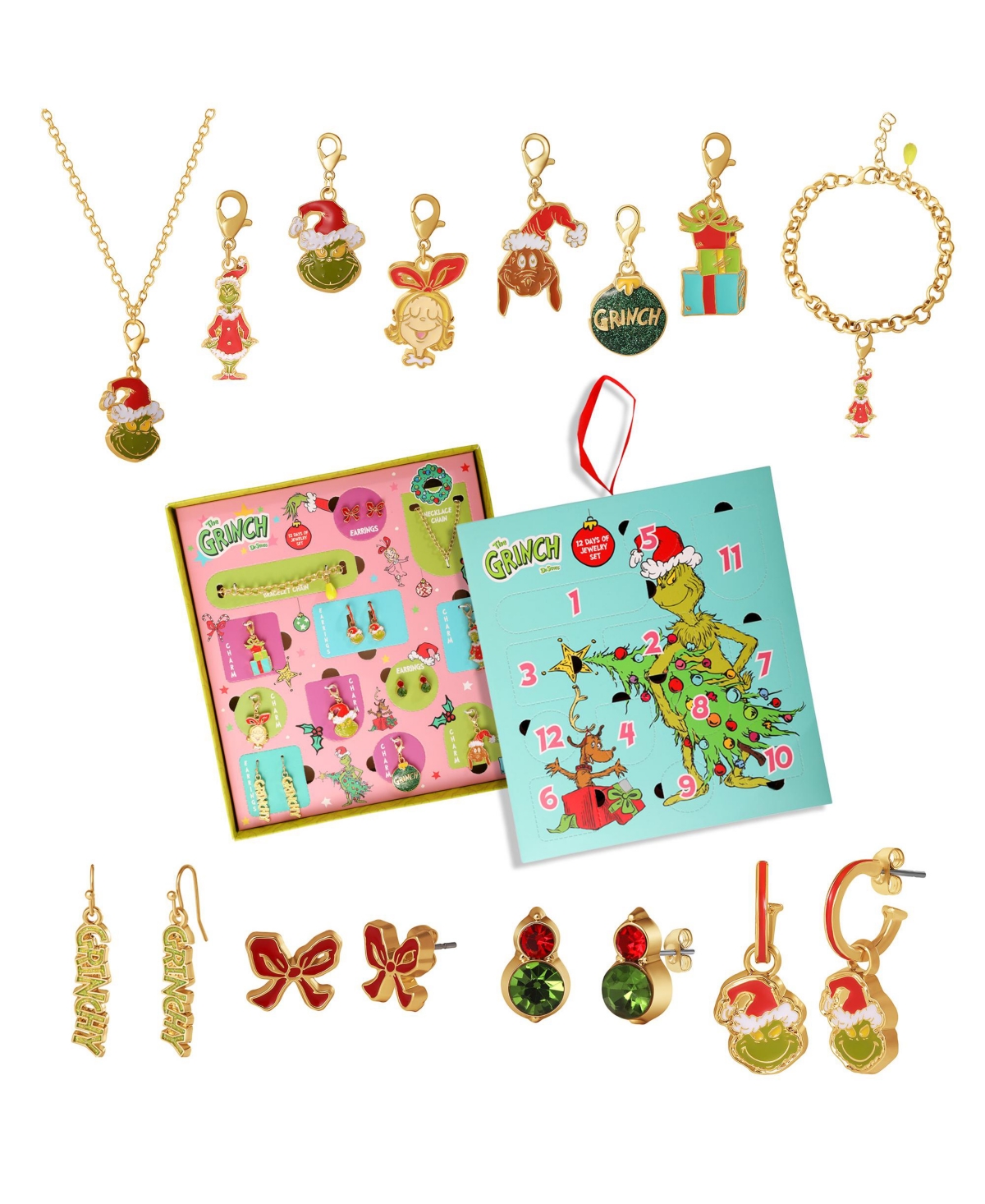 Click here for Dr. Seuss Grinch Jewelry Advent Gift Set: Necklace... prices