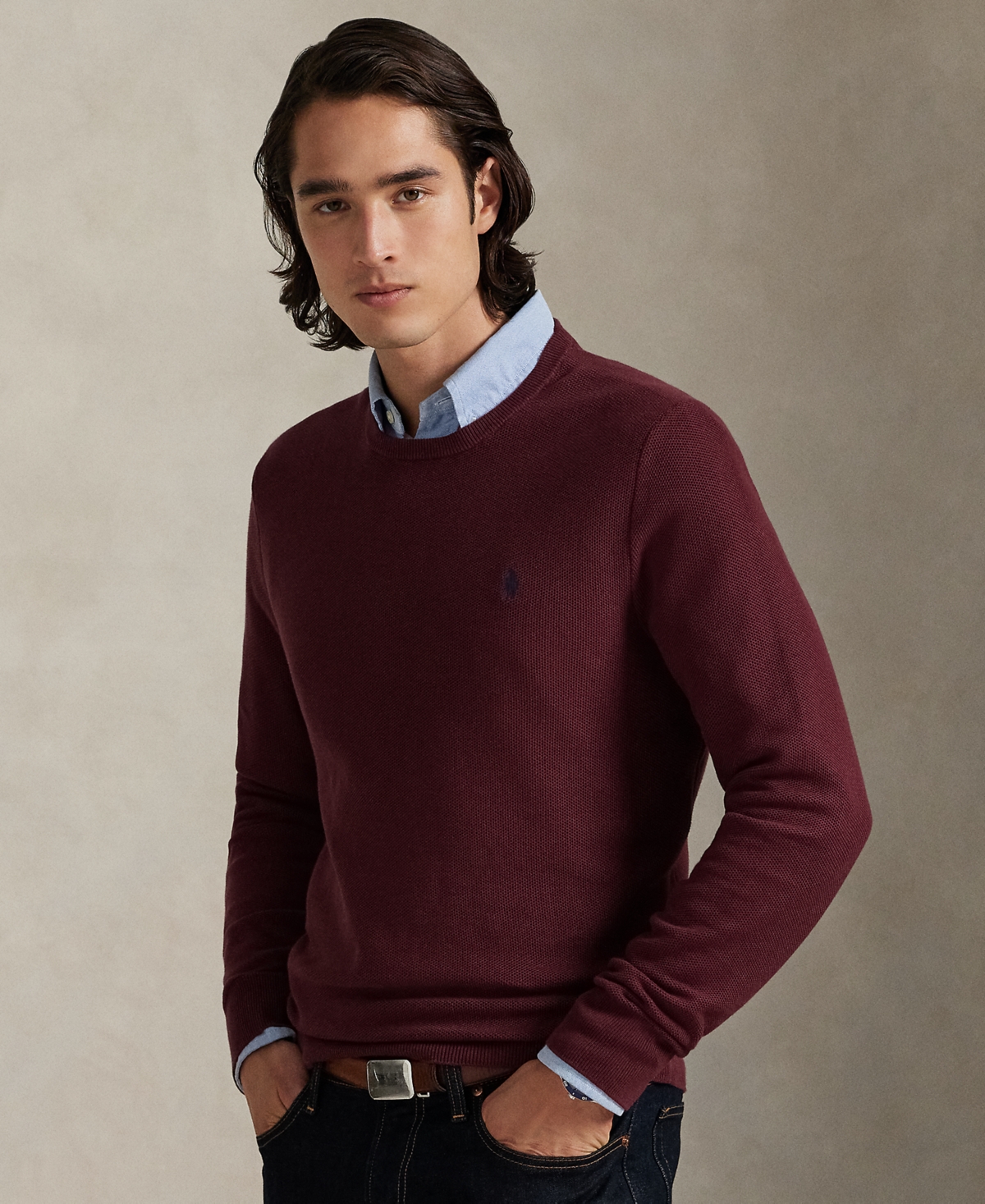 Click here for Polo Ralph Lauren Mens Textured Cotton Crewneck Sw... prices