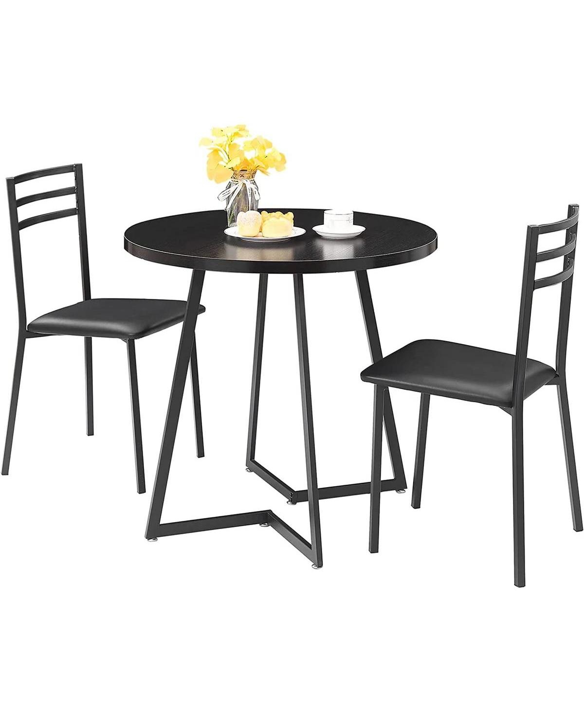 Click here for Modern 3-Piece Dining Set with Round Wood-Top Tabl... prices