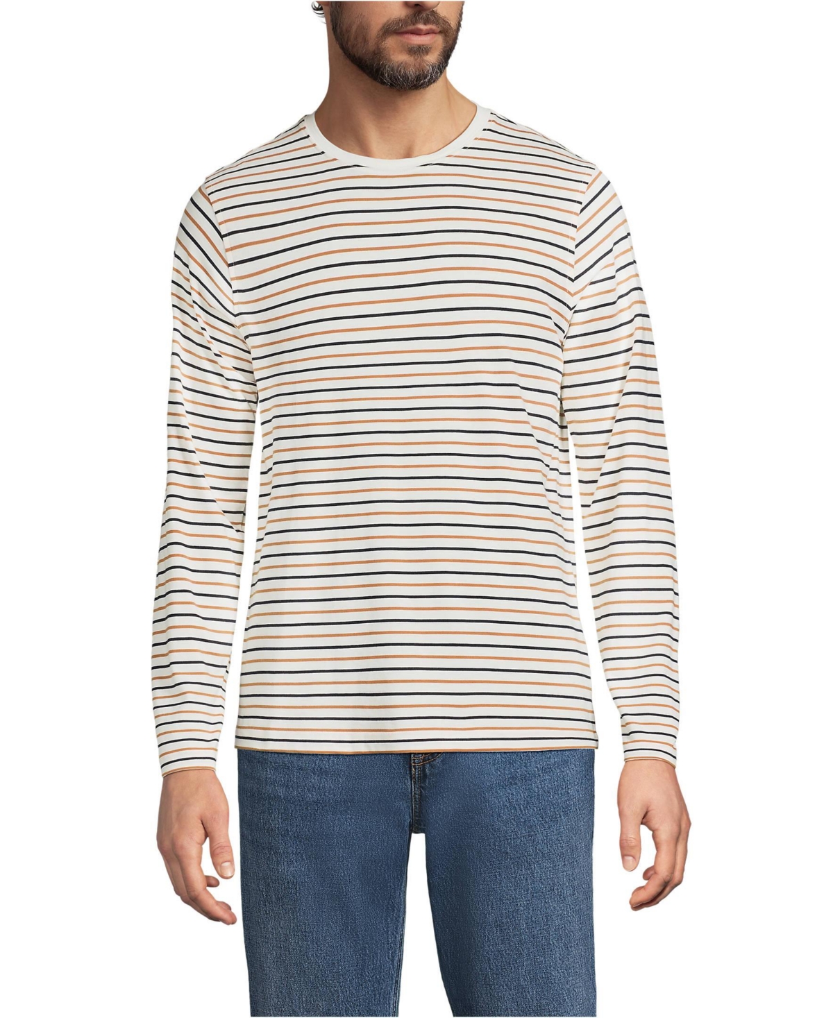 Click here for Lands End Mens Long Sleeve Cotton Supima Tee - Ivo... prices