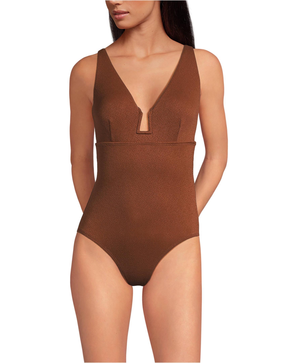 Click here for Lands End Womens Crepe Rectangular Wire One Piece... prices