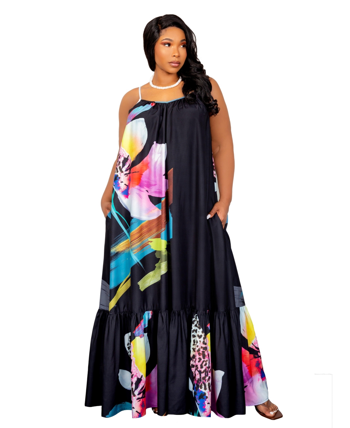 Click here for Buxom Couture Womens Floral Voluminous Maxi Dress... prices