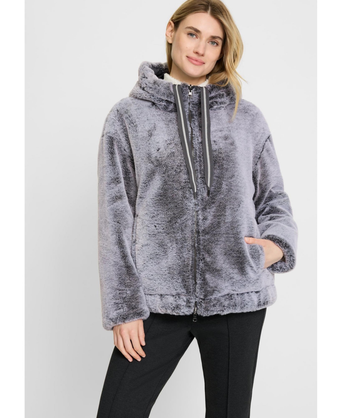 Click here for Olsen Womens Reversible Hooded Jacket - Misty grey prices