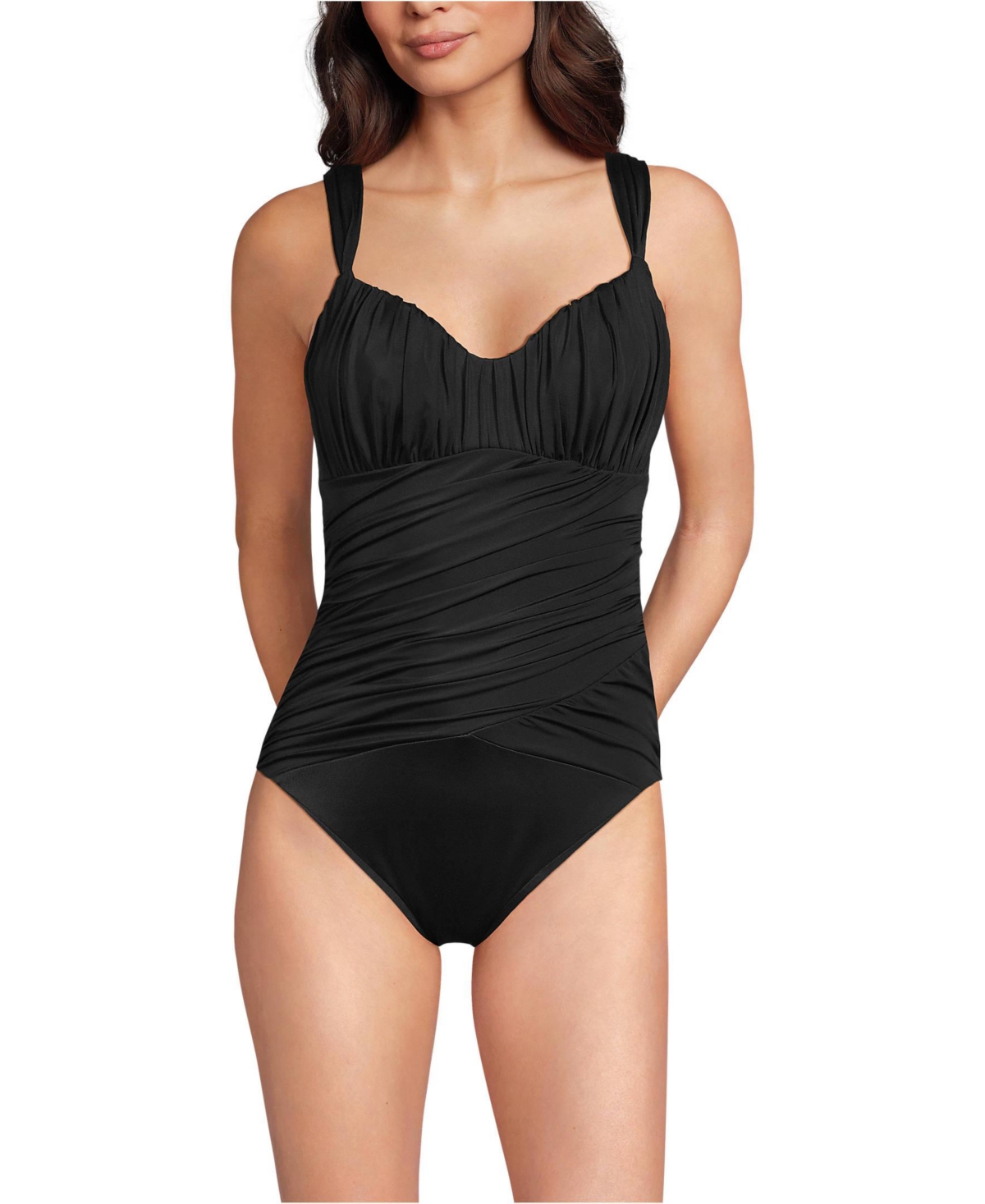 Click here for Lands End Womens Smoothing Sweetheart Shirred One... prices