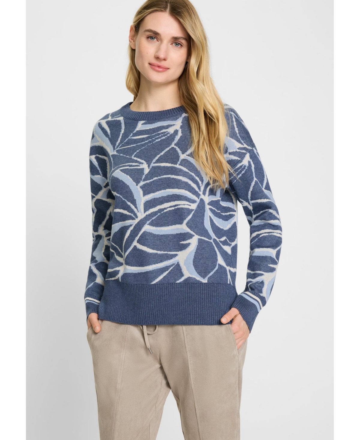 Click here for Olsen Womens Panneaux Design Sweater - Indigo deni... prices