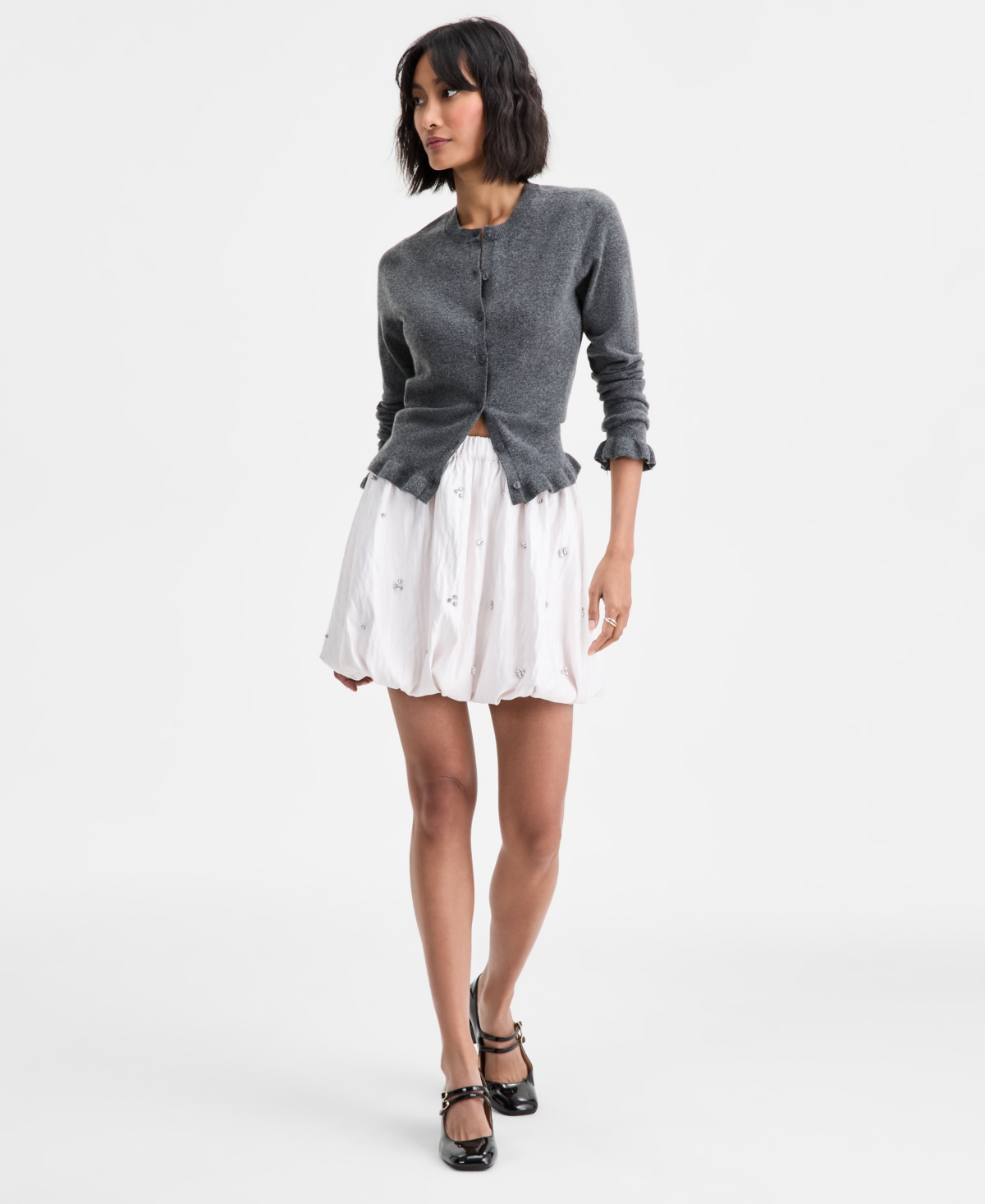 Click here for On 34th Womens Embellished Bubble-Hem Mini Skirt... prices