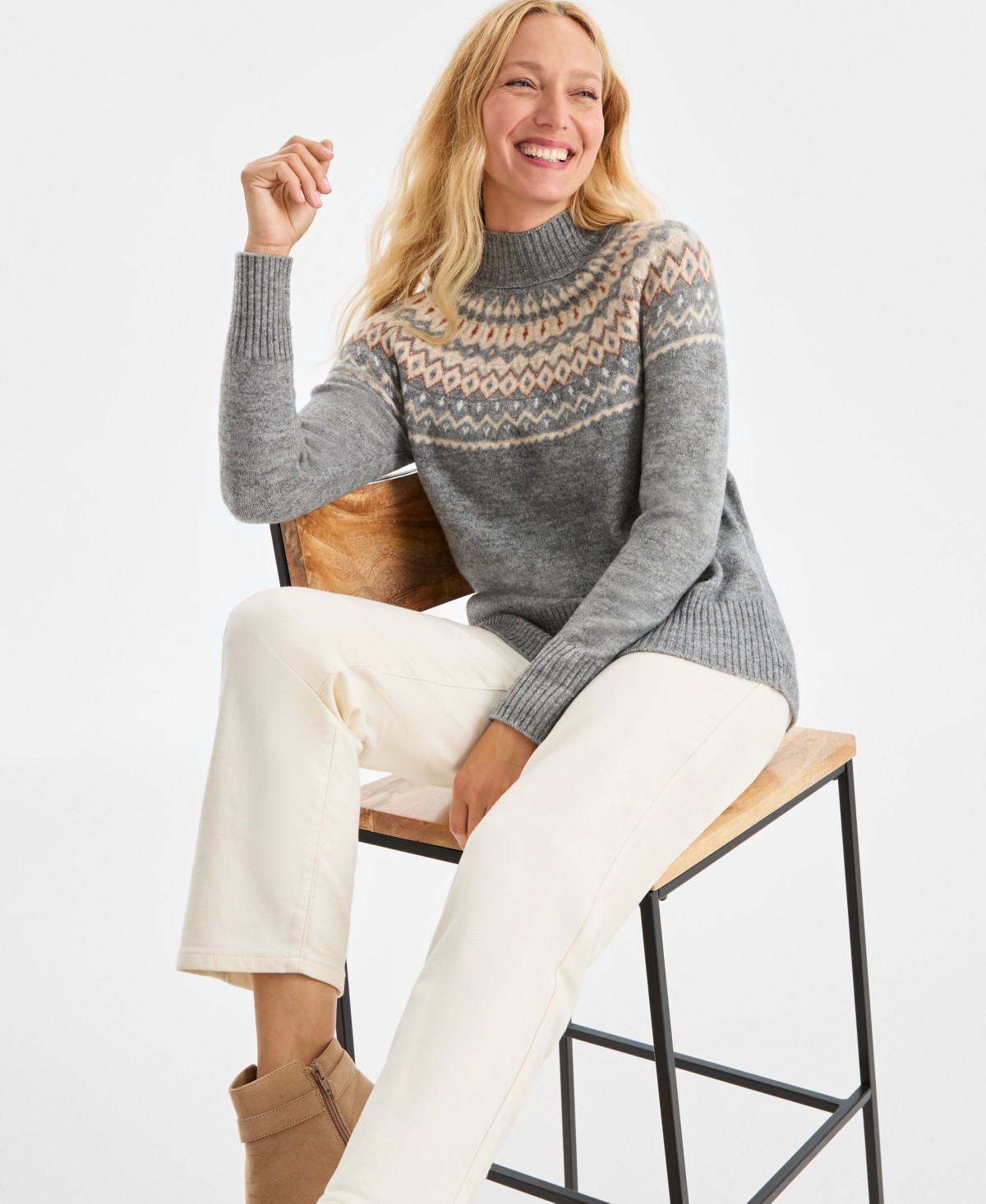 Click here for Style & Co Womens Mock-Neck Fair Isle Sweater  Mac... prices